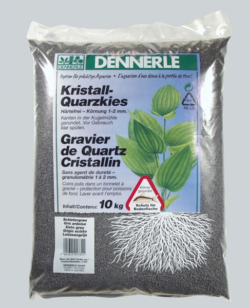 Аквариумный грунт Dennerle Kristall-Quarz, гравий 1-2 мм, сланцево ...